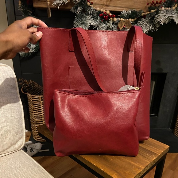 Time and Tru | Bags | Burgundy Time And Tru Purse Tote Bag With Pouch ...
